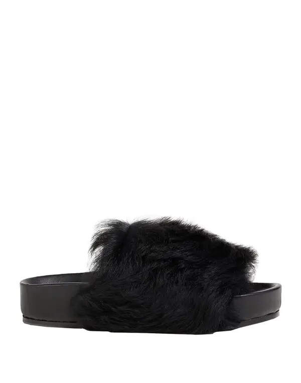 Jil Sander Shearling Slides In Black - 80% Off | Editorialist