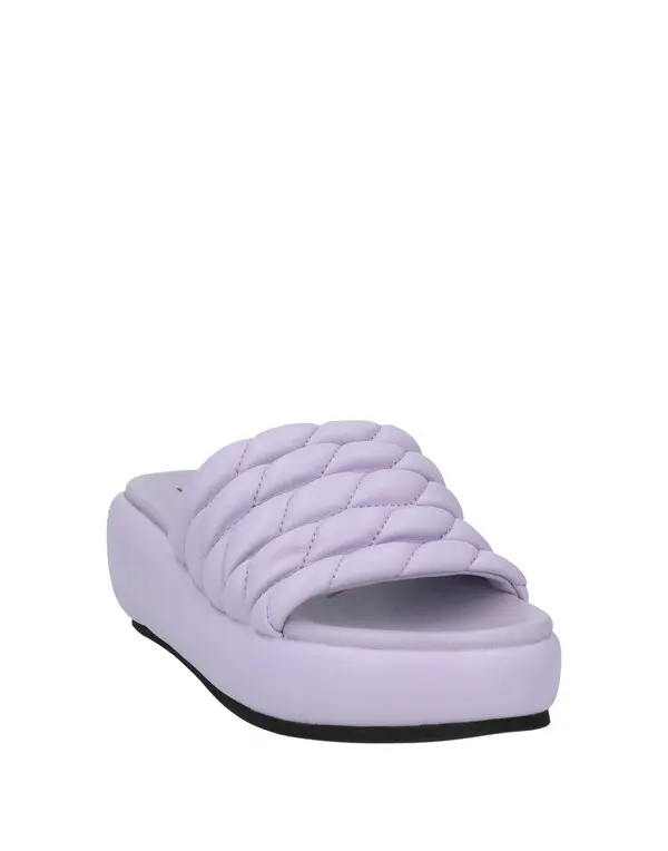 STRATEGIA Lilac Quilted Wedge Slides - Purple