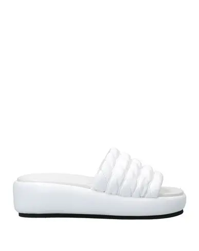 STRATEGIA Lilac Quilted Wedge Slides - White