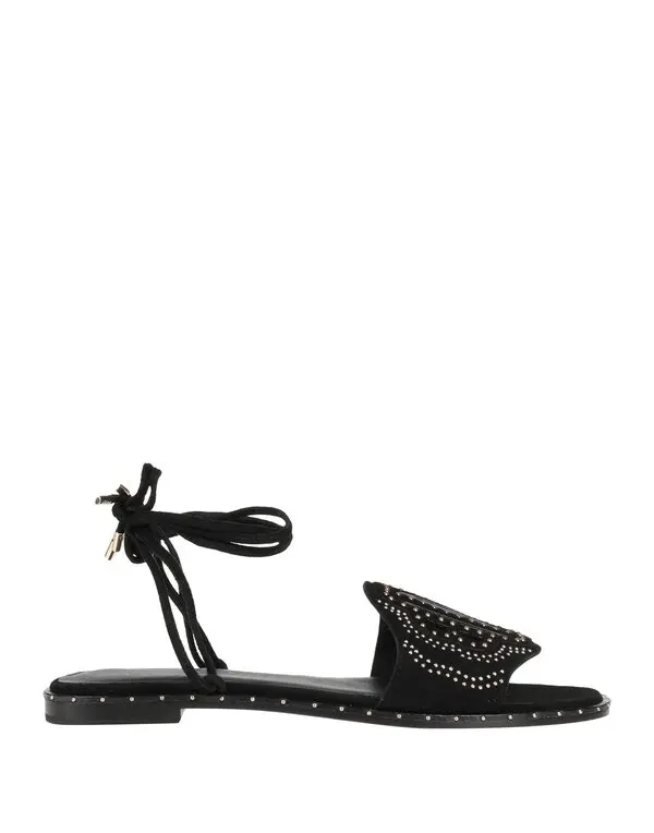Maje Leather Sandals With Studs And Tie Fastening
