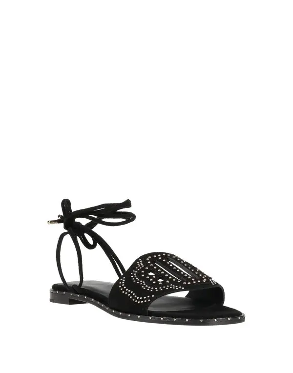 Maje Leather Sandals With Studs And Tie Fastening