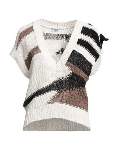 Liu Jo Sweater In Cotton Blend With Contrasting Applications - Beige
