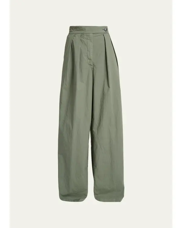Dries Van Noten Pamplona Pleated Wide-leg Pants - Sage