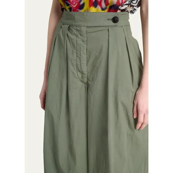 Dries Van Noten Pamplona Pleated Wide-leg Pants - Sage