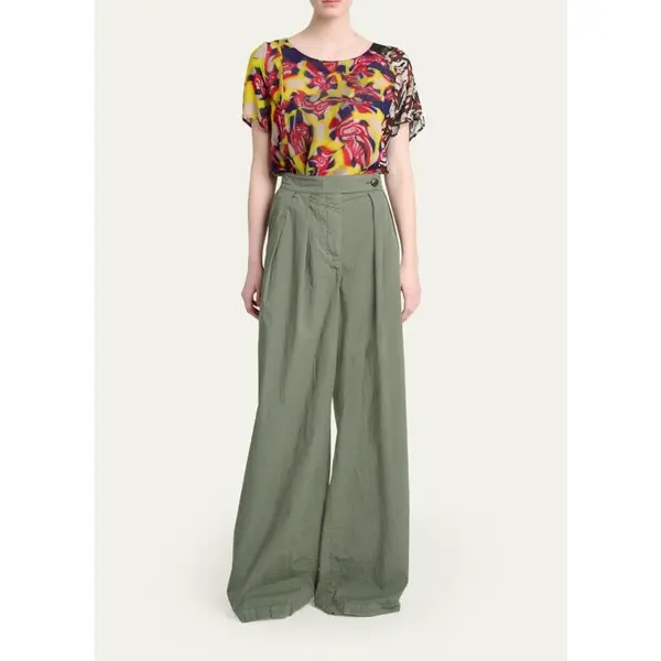 Dries Van Noten Pamplona Pleated Wide-leg Pants - Sage