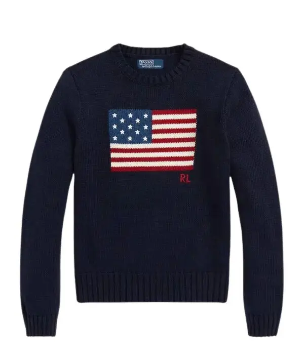 Polo Ralph Lauren Flag Cotton Crewneck Sweater - Navy