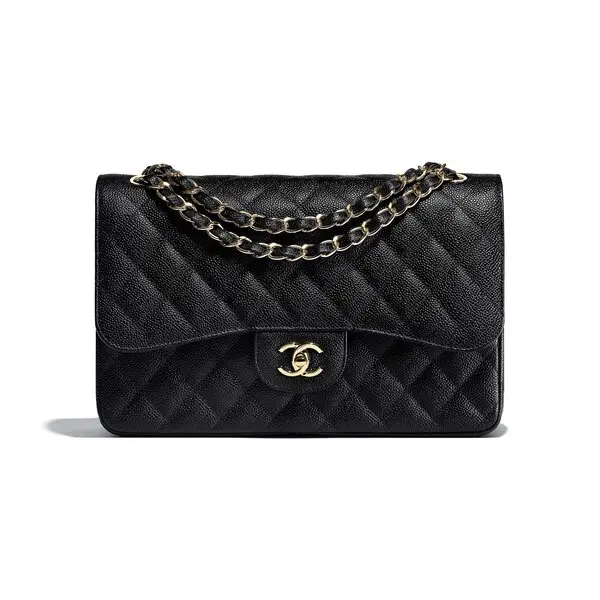 Chanel Large Classic Handbag Grained Calfskin & Gold-tone Metal — Fashion