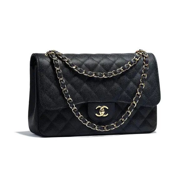 Chanel Large Classic Handbag Grained Calfskin & Gold-tone Metal — Fashion