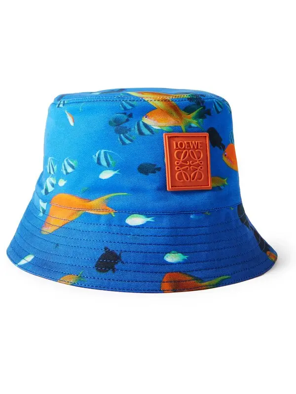 Loewe Logo-AppliquéD Printed Cotton-Canvas Bucket Hat In 