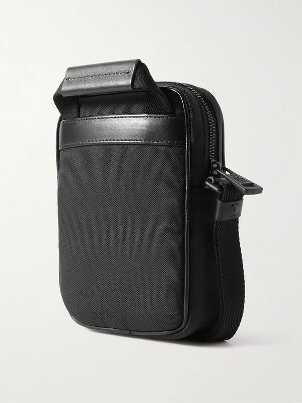 Moncler Logo-appliquéd Leather-trimmed Canvas Pouch