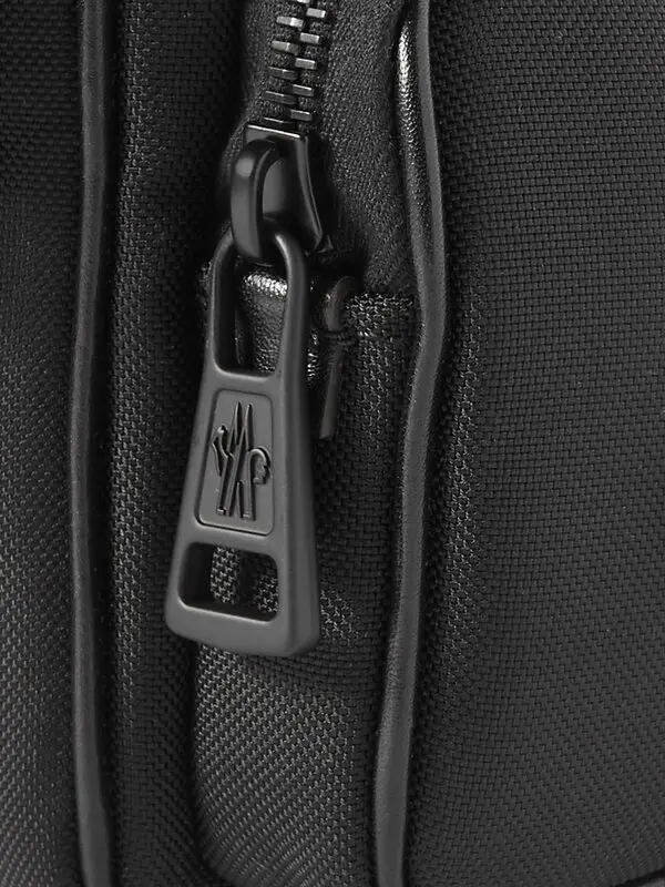 Moncler Logo-appliquéd Leather-trimmed Canvas Pouch