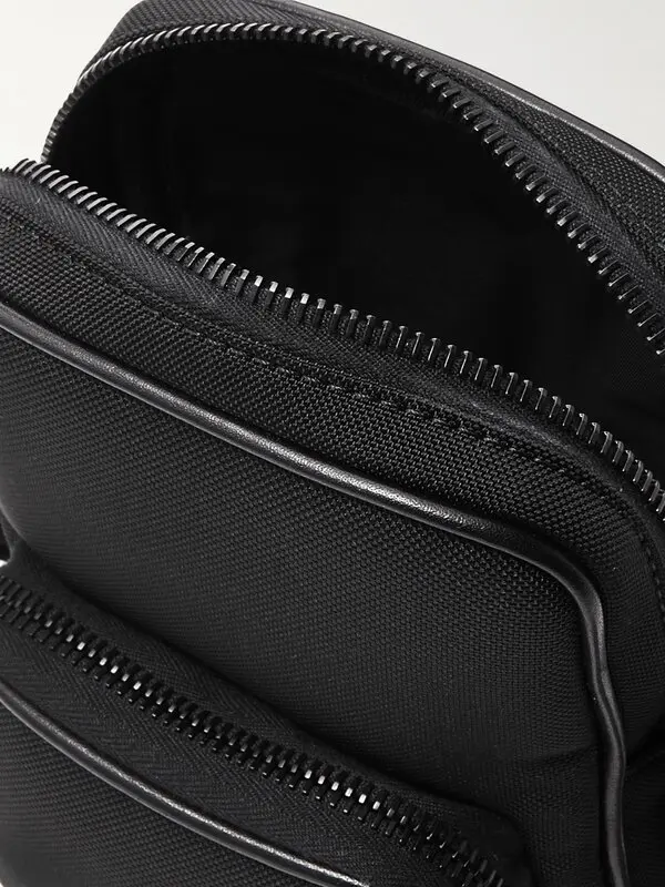 Moncler Logo-appliquéd Leather-trimmed Canvas Pouch
