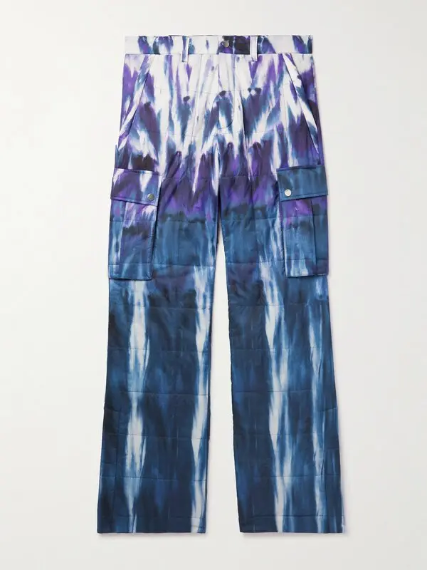 Amiri Flared Tie-dyed Quilted Shell Cargo Trousers - Purple