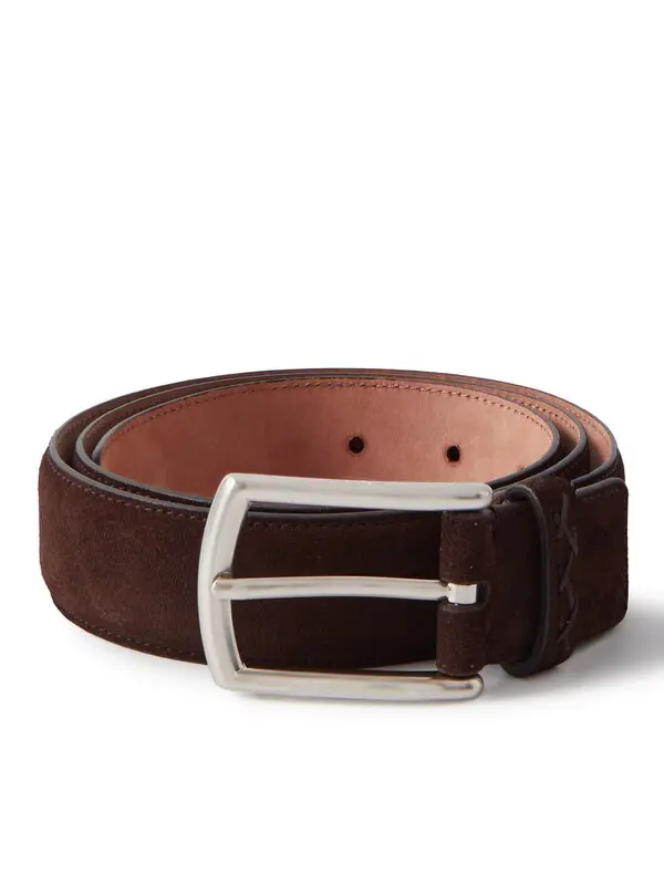 Zegna 3cm Suede Belt - Brown