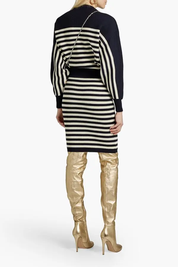 Alexandre Vauthier Striped Ribbed Wool Dress