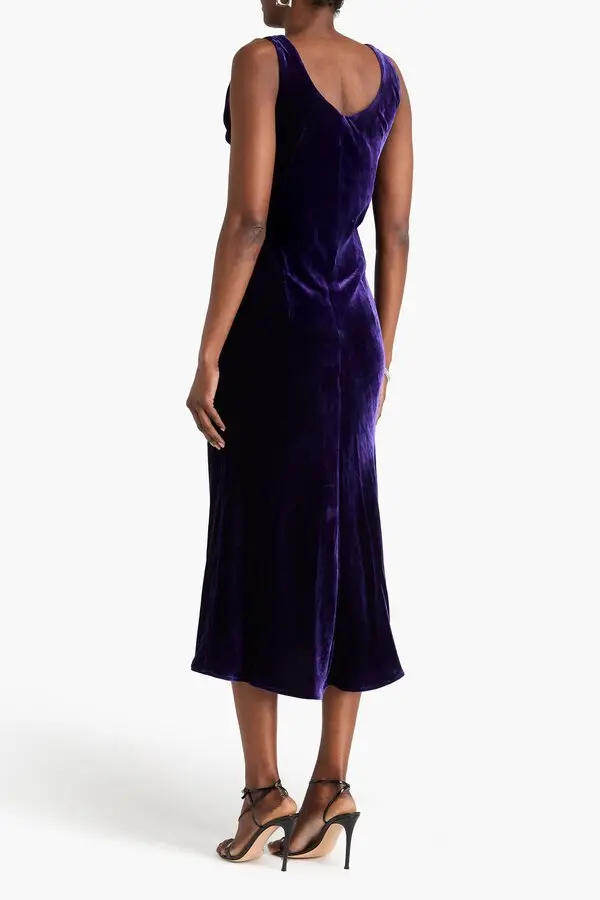 RASARIO Draped Velvet Midi Dress