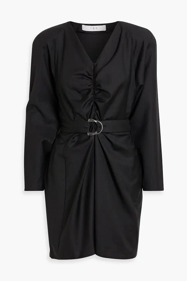 IRO PARIS Baomi Ruched Wool-twill Mini Dress