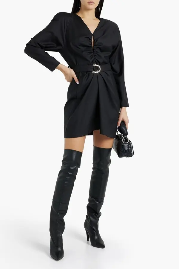 IRO PARIS Baomi Ruched Wool-twill Mini Dress