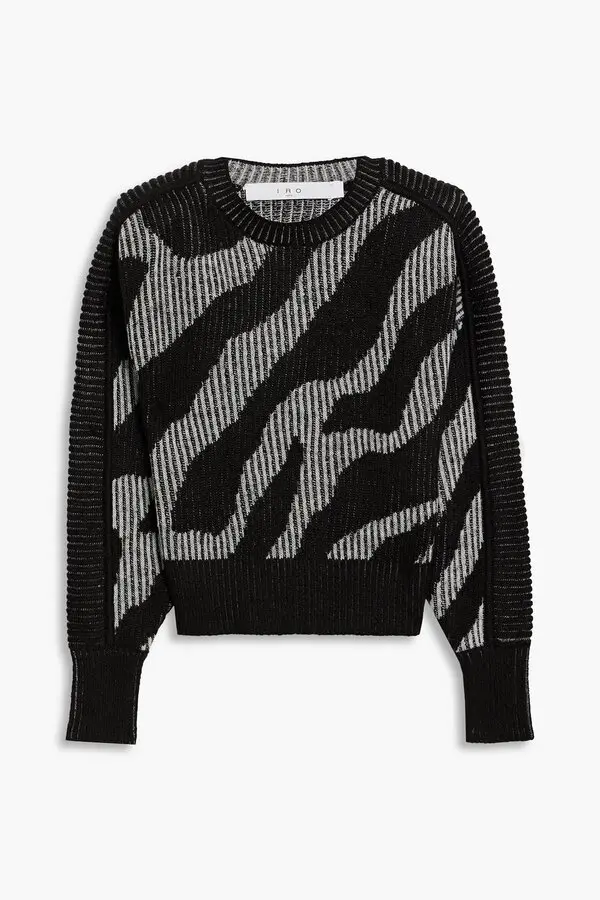 IRO PARIS Ribbed Jacquard-knit Sweater - Black