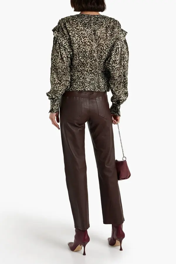 IRO PARIS Rusko Ruffled Leopard-print Blouse