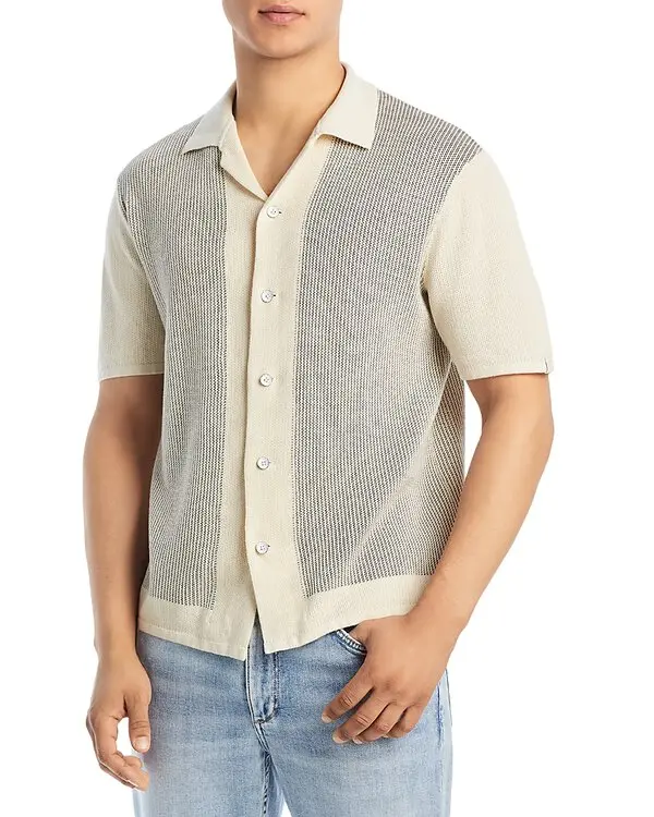 Rag & Bone Harvey Knit Camp Shirt - Ivory Black