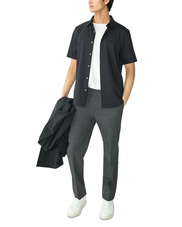 Theory Irving Short-sleeve Shirt In Structure Knit - Black