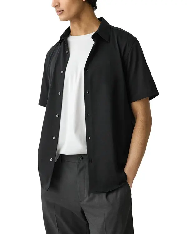 Theory Irving Short-sleeve Shirt In Structure Knit - Black