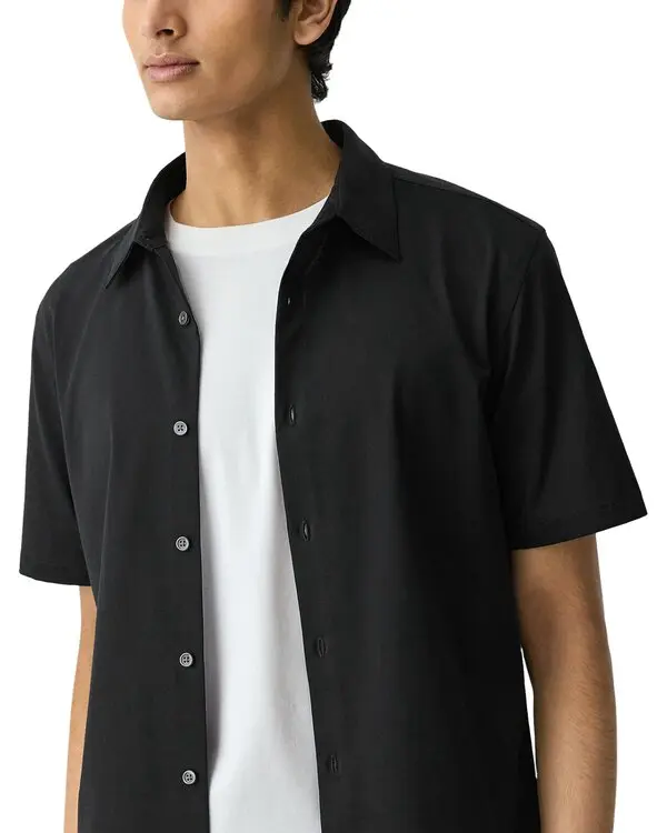 Theory Irving Short-sleeve Shirt In Structure Knit - Black