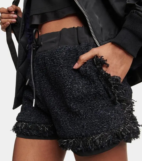Sacai Tweed Drawstring Shorts - Black
