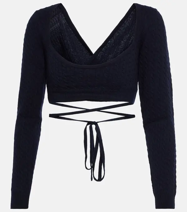 Patou Cropped Wool And Cashmere Sweater - Black