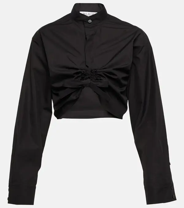 Alaïa Cropped Cotton Shirt - Black