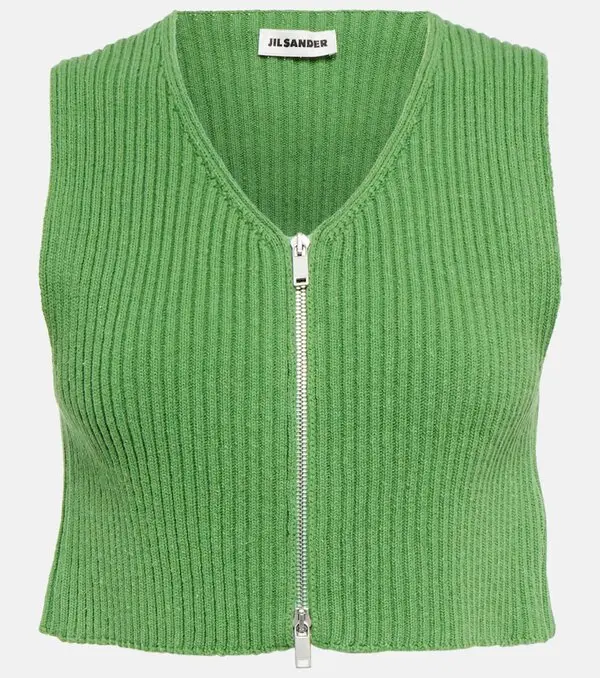 JIL SANDER Ribbed-knit Crop Top