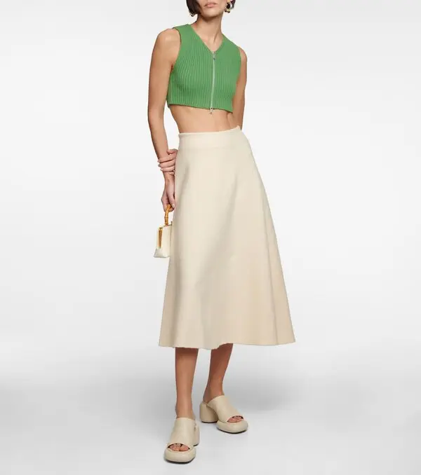 JIL SANDER Ribbed-knit Crop Top