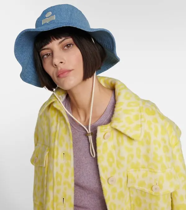 Isabel Marant Delya Blue Denim Bucket Hat with Drawstring Isabel Marant Delya Denim Bucket Hat In Grey - 30% Off  main image 3