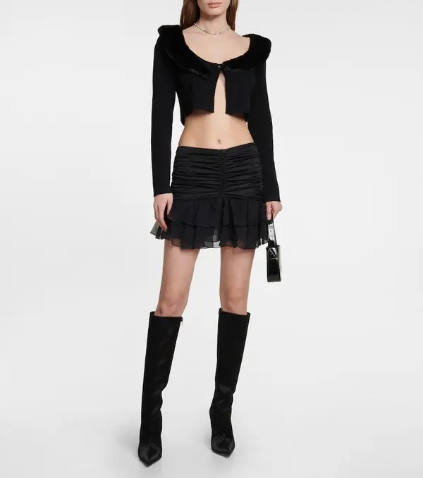 Blumarine Ruffle-trimmed Pleated Miniskirt