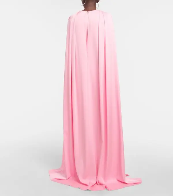 alex perry pink cape dress Alex Perry Cape V-Neck Crepe Column Gown