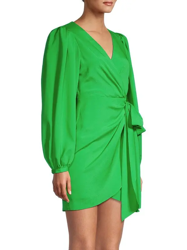 One33 Social Long-Sleeve Side-Tie Minidress In Apple Green - 70% Off