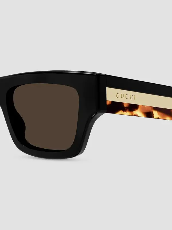 Gucci Web Studi 55mm Acetate Rectangular Sunglasses - Black Multi