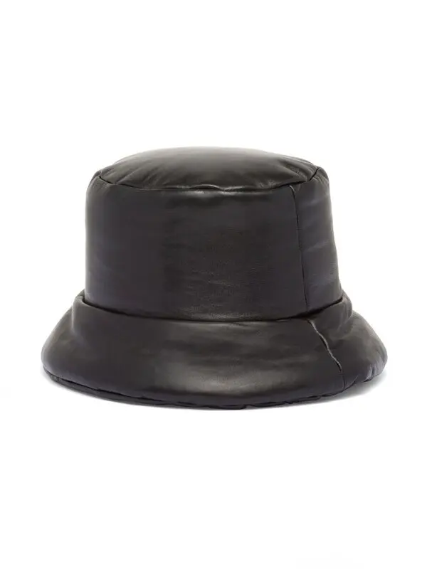 Prada Enamelled-logo Nappa Leather Bucket Hat