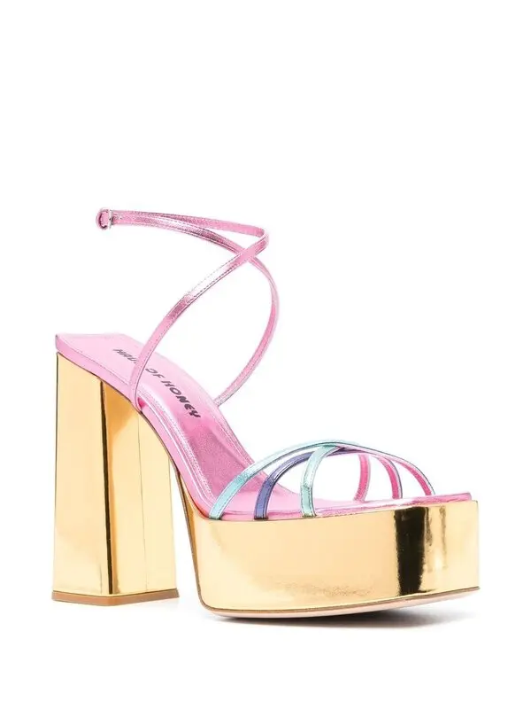 HAUS OF HONEY 135mm Metallic Platform Sandals - Pink