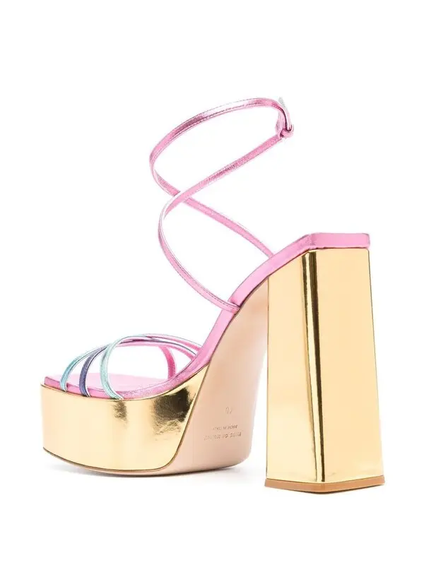HAUS OF HONEY 135mm Metallic Platform Sandals - Pink