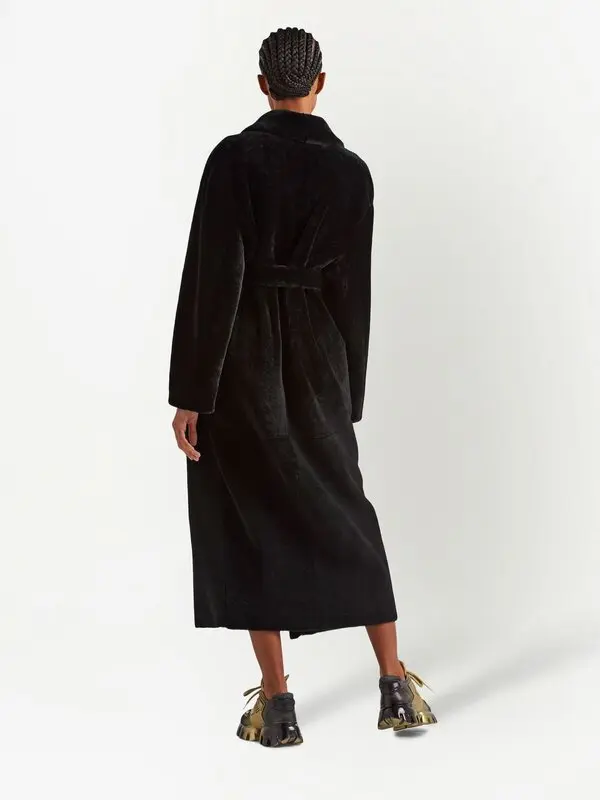 Prada Belted-waist Shearling Coat