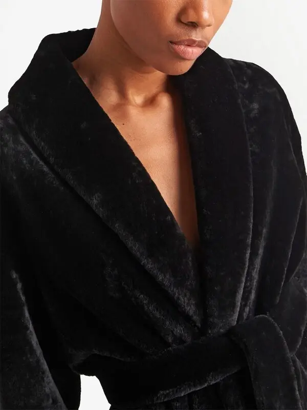 Prada Belted-waist Shearling Coat