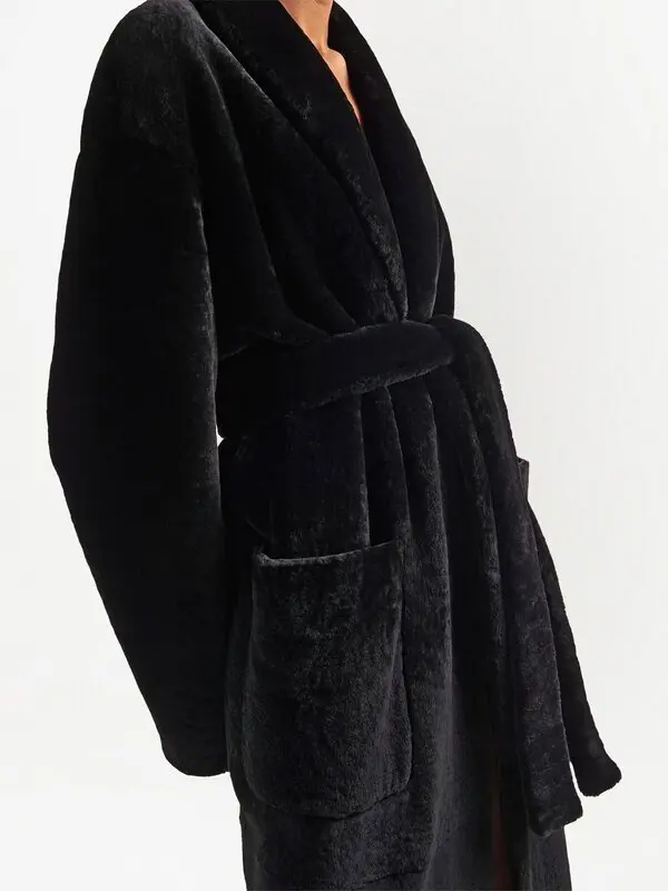 Prada Belted-waist Shearling Coat
