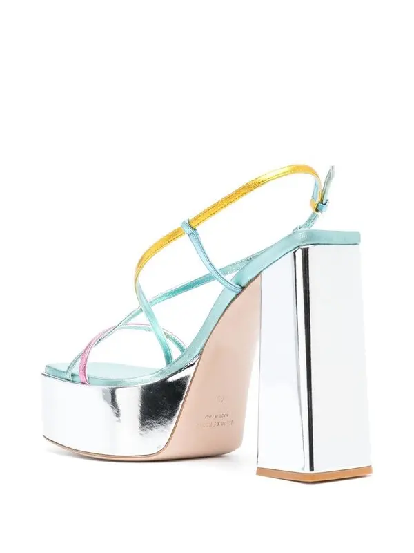 HAUS OF HONEY Metallic Platform Sandals - Blue