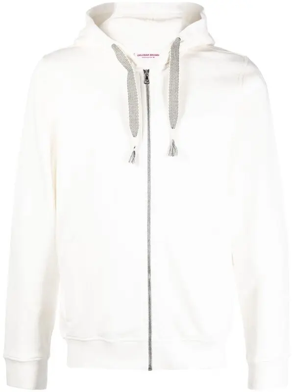 Orlebar Brown Stark Drawstring Zip-up Hoodie - White