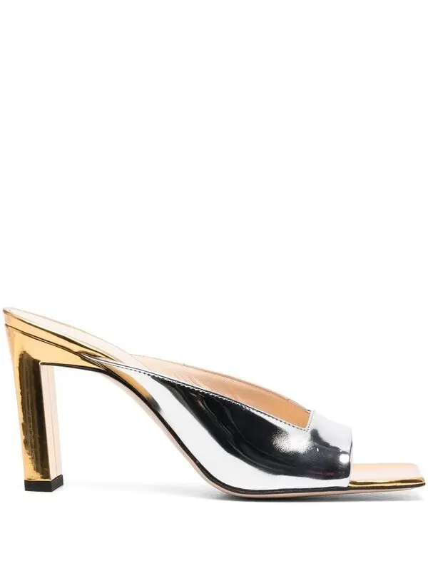 WANDLER Metallic Peep-toe Mules