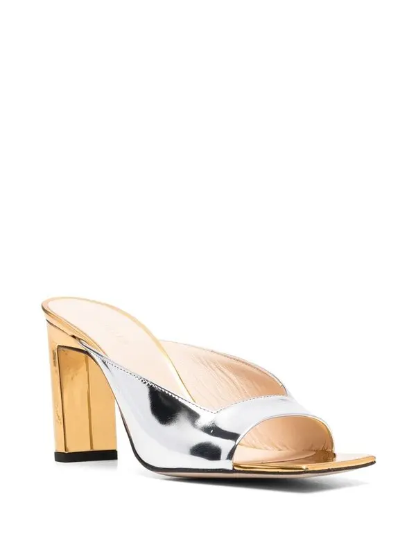 WANDLER Metallic Peep-toe Mules