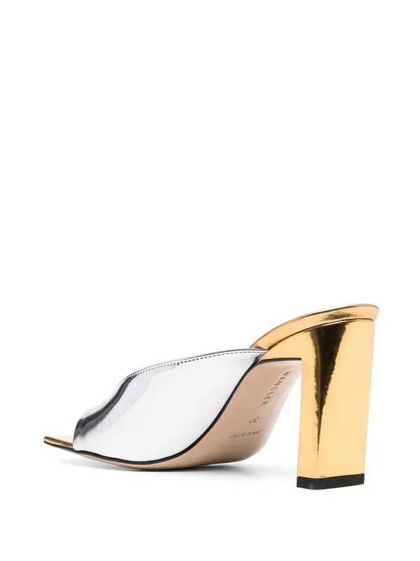 WANDLER Metallic Peep-toe Mules
