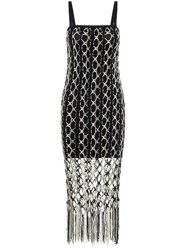 DION LEE Crochet-net Layered Midi Dress